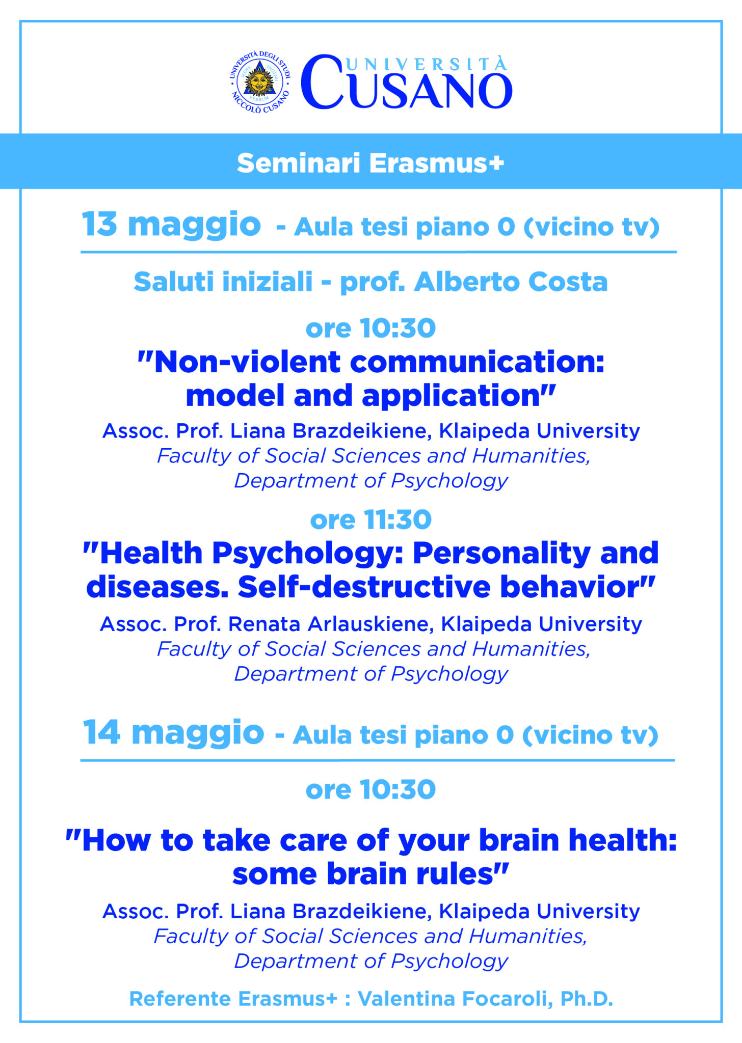 Seminari Erasmus+ - Unicusano